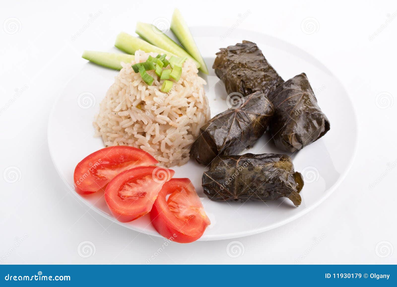 Stuffed Grape Leaves with Rice Stock Image - Image of cucumber ...