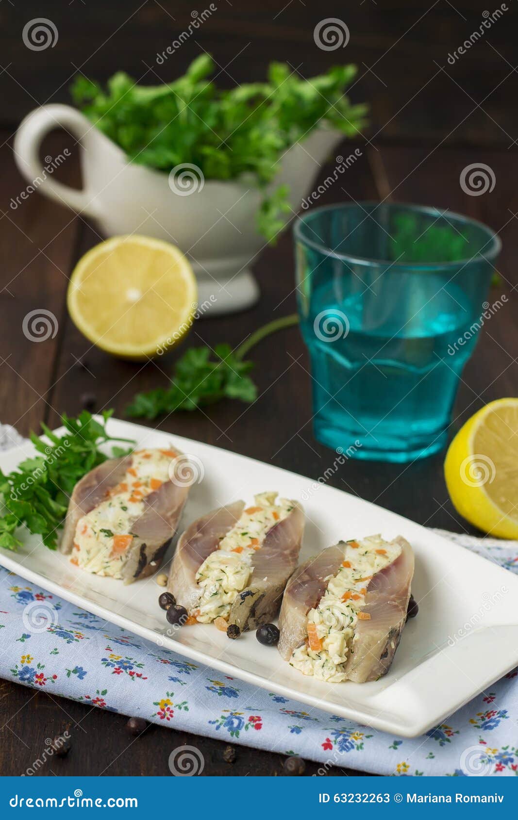 Stuffed Herring - Cold Festive Appetizer Stock Image - Image of protein ...
