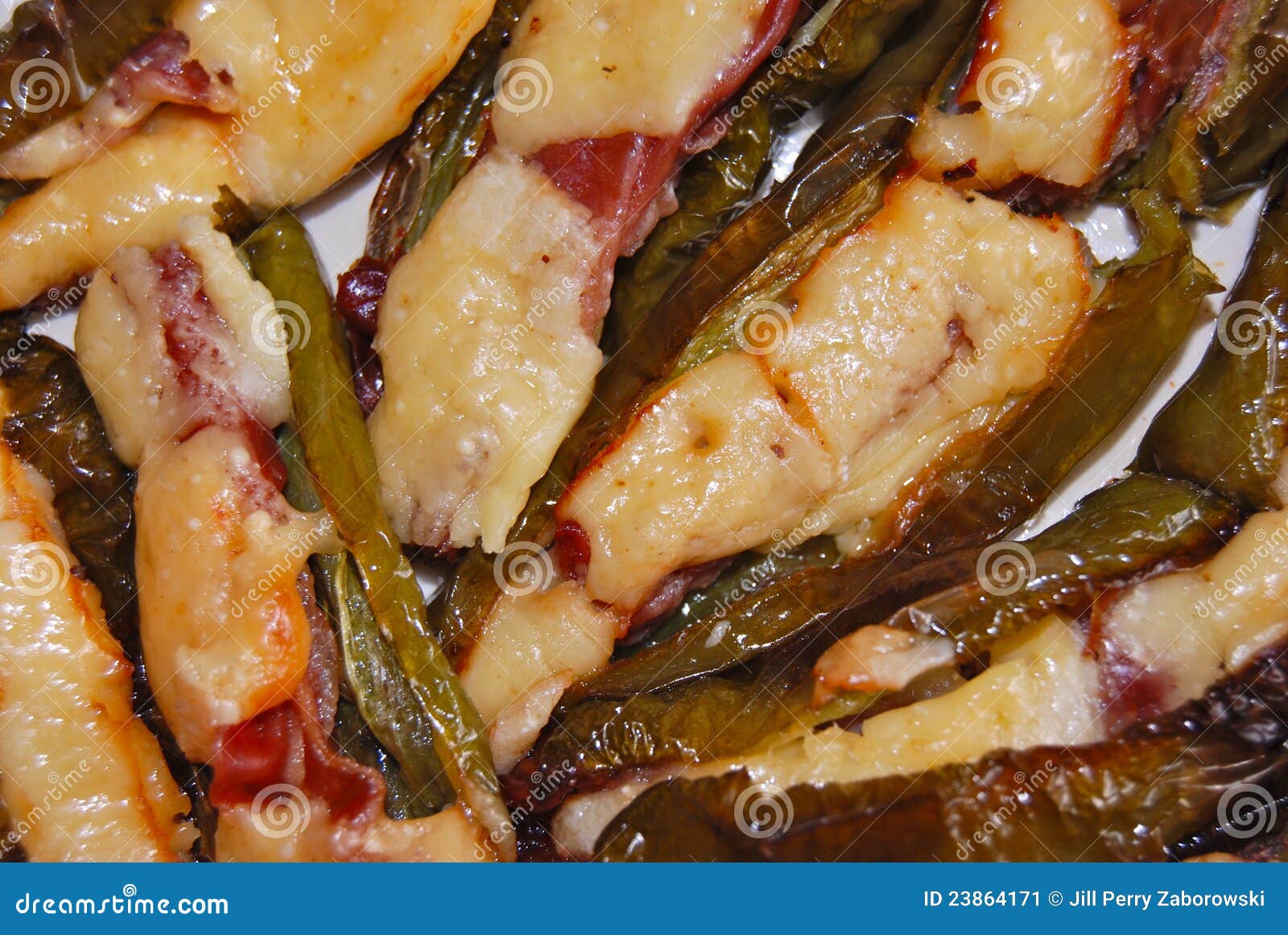 Stuffed Long Hot Peppers with Melted Cheese Stock Image - Image of ...