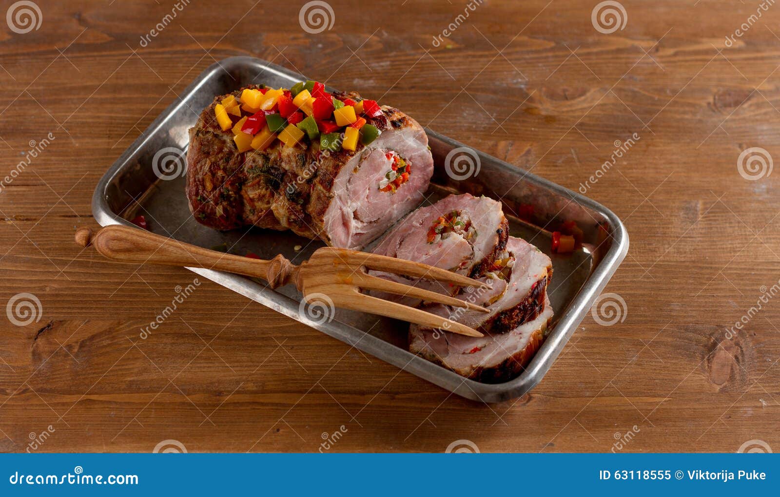 Stuffed meat roll stock image. Image of closeup, baked - 63118555
