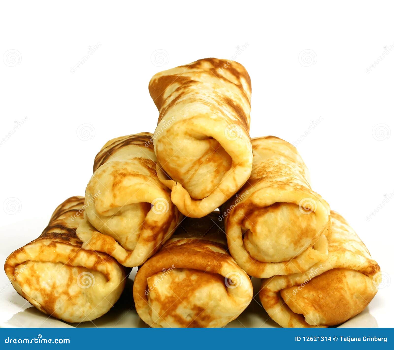 Stuffed Pancakes Isolated on White Background Stock Photo - Image of ...