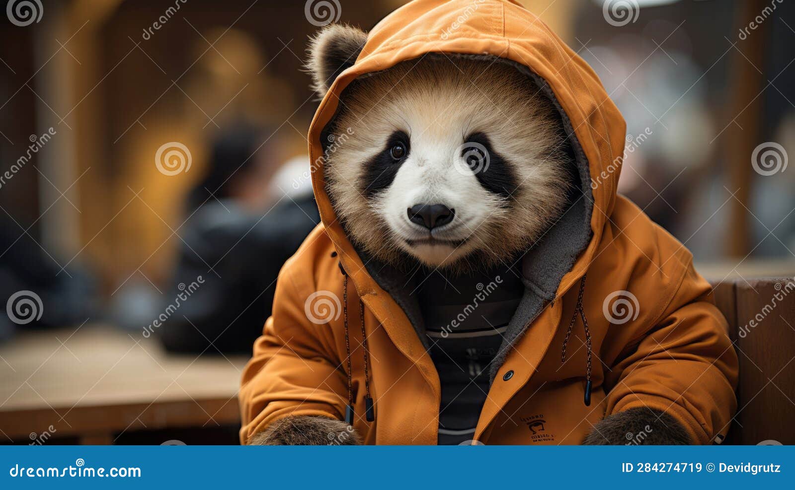 A Stuffed Panda Bear Wearing a Hoodie. Generative AI. Stock ...
