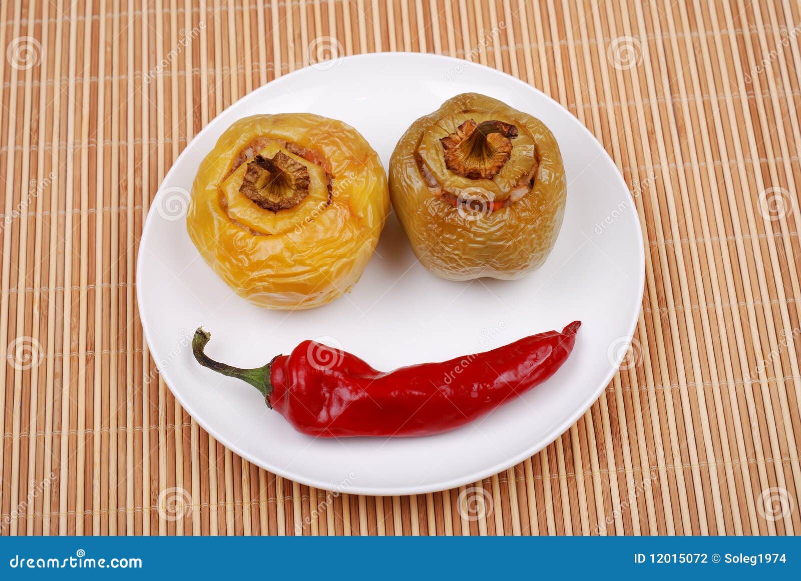 Stuffed Paprika and Red Pepper Smiling Stock Photo - Image of joke ...