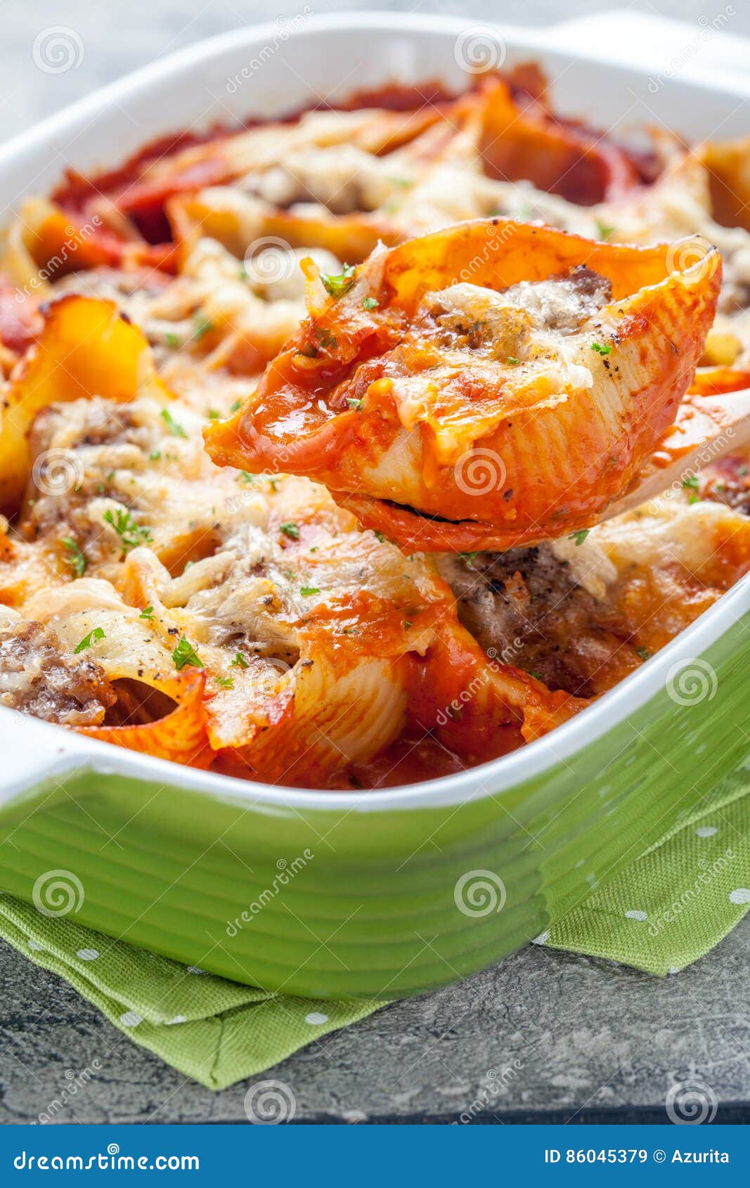 Stuffed Pasta Shells with Meat Stock Image - Image of cuisine, stuffed ...