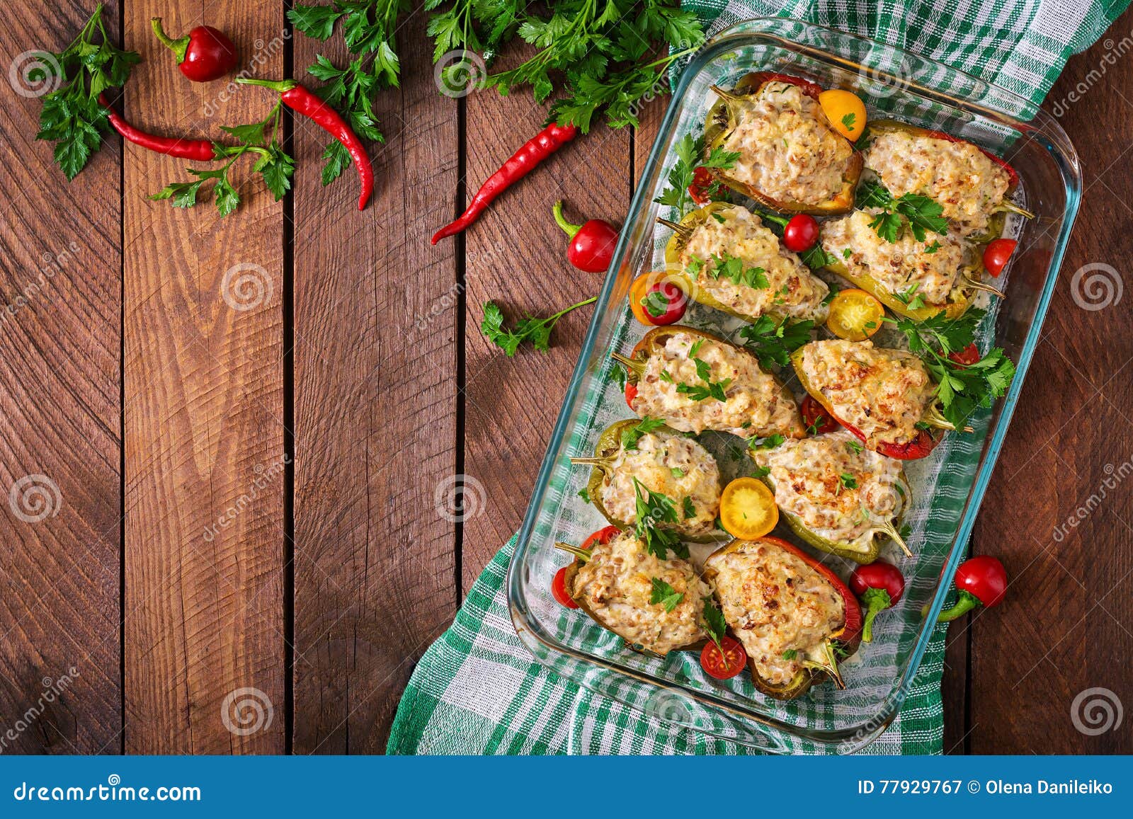 Stuffed Peppers Minced Chicken Stock Image - Image of eastern ...