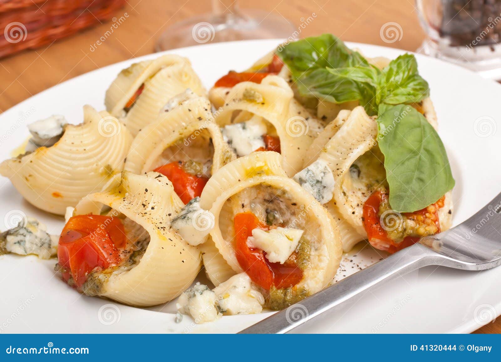 Stuffed Pesto Pasta Shells stock photo. Image of fresh - 41320444