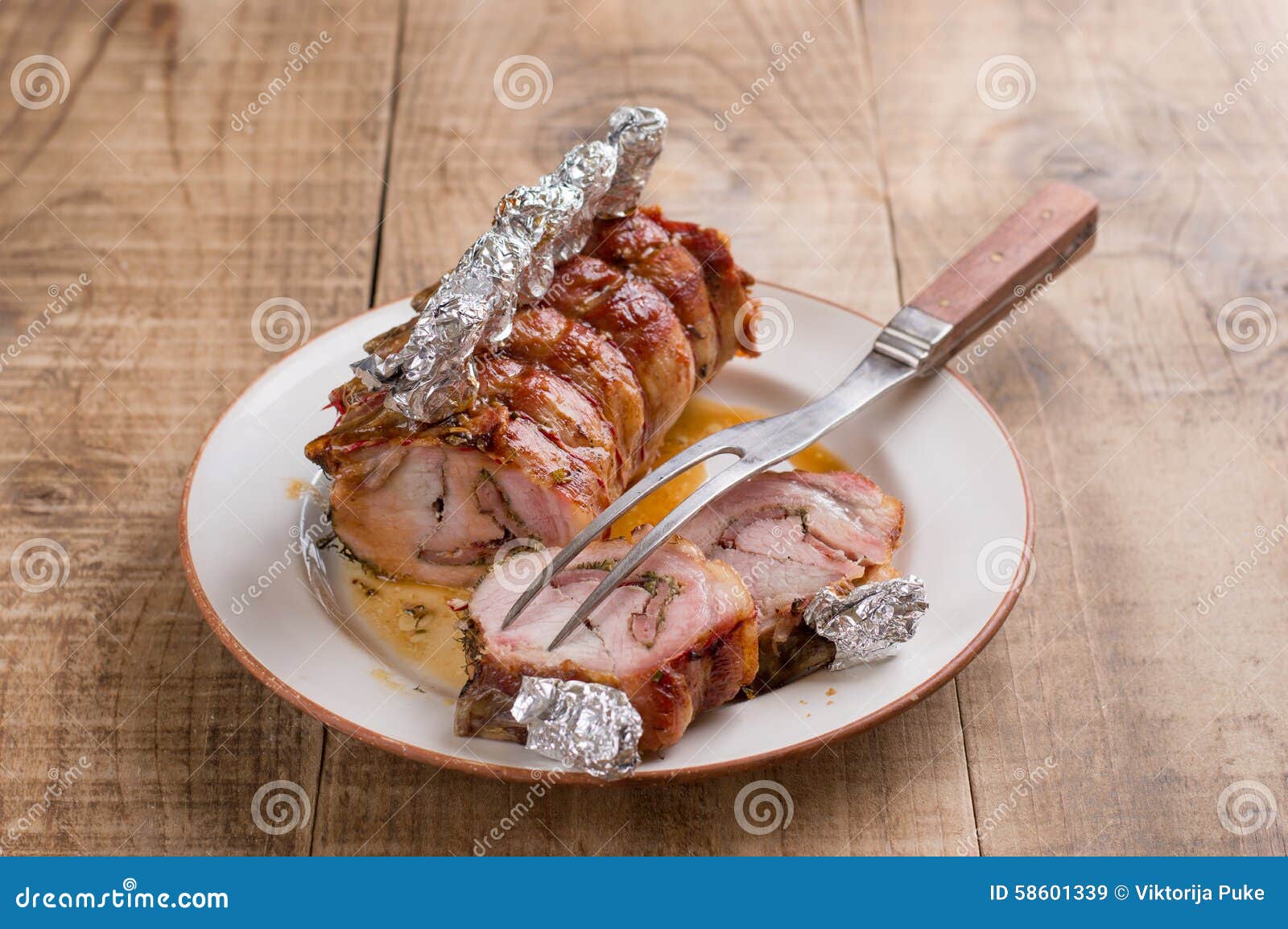 Stuffed pork roulette stock image. Image of pork, meat - 58601339