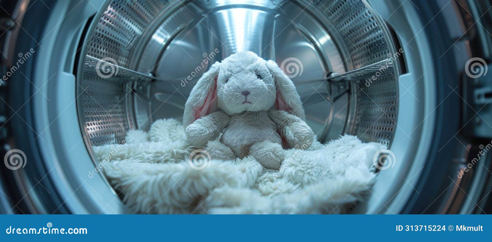 Stuffed Rabbit Inside Washing Machine Stock Photo - Image of loader ...