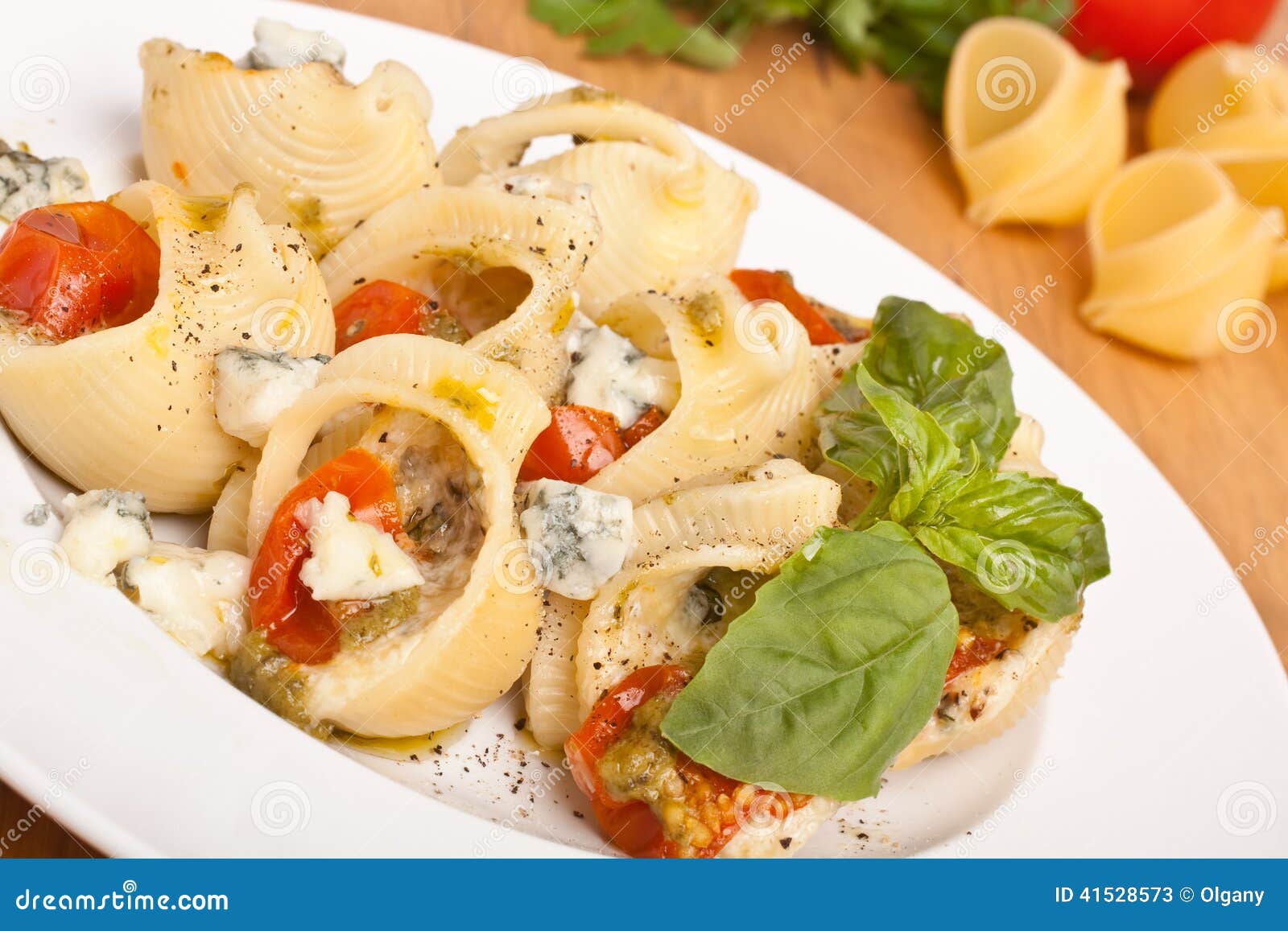 Stuffed Shell Pasta with Tomato Sauce Stock Image - Image of marinara ...