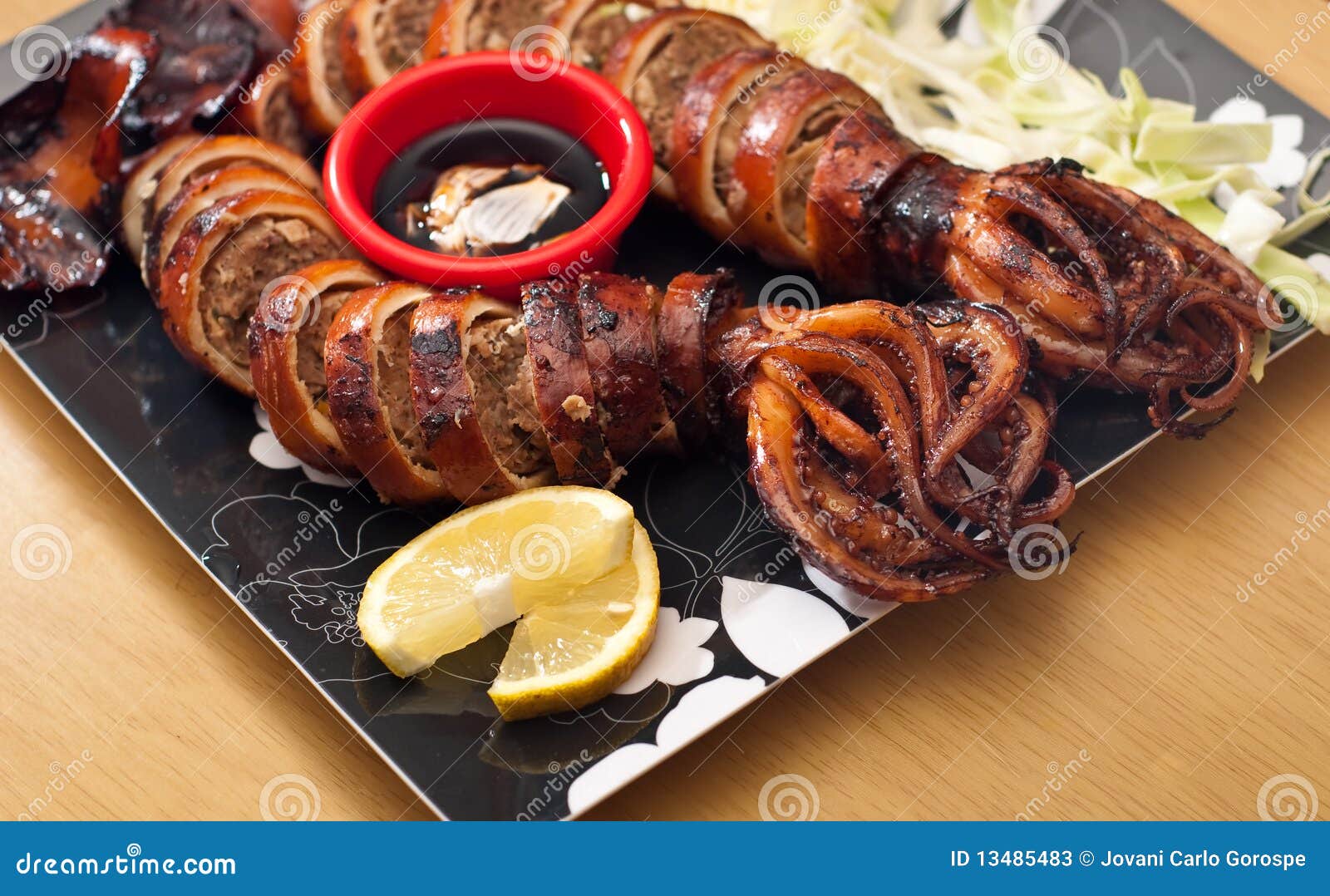 Stuffed Squid Calamari Platter Stock Image - Image of ground, fine ...
