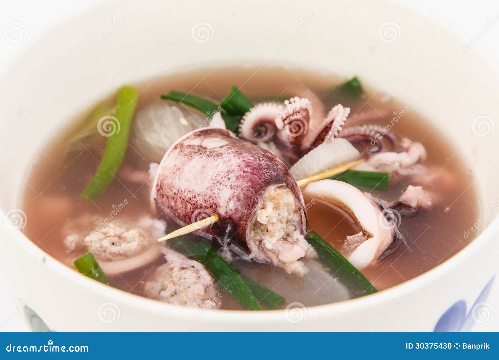 Stuffed squid soup stock photo. Image of thai, macro - 30375430
