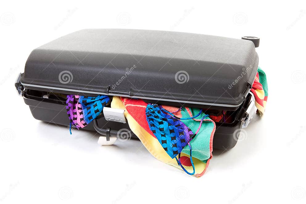 Stuffed suitcase stock photo. Image of clothing, black - 16227864