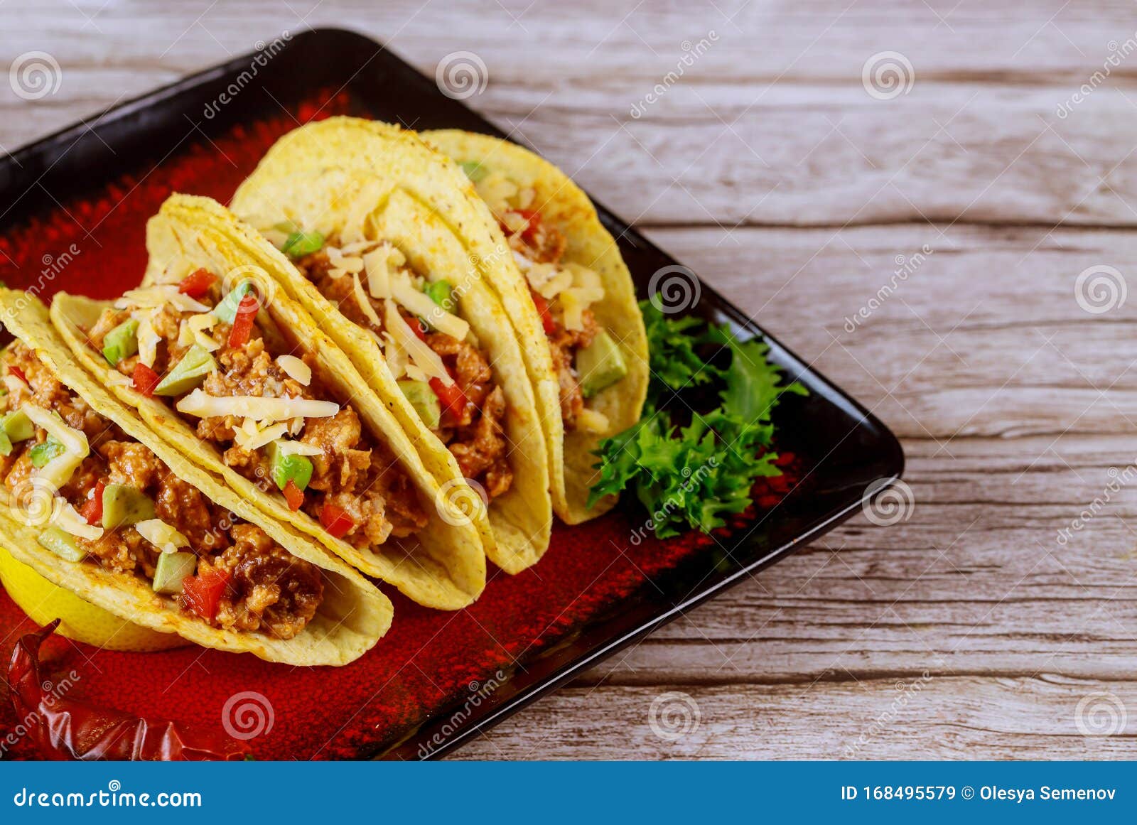 Stuffed Taco Shells, Mexican Dish Tacos Stock Image - Image of ...