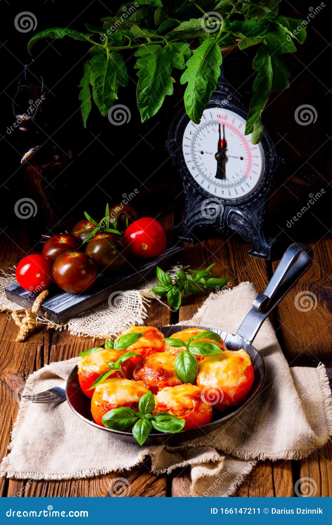 A Stuffed Tomatoes with Minced Meat and Cheese Stock Image - Image of ...