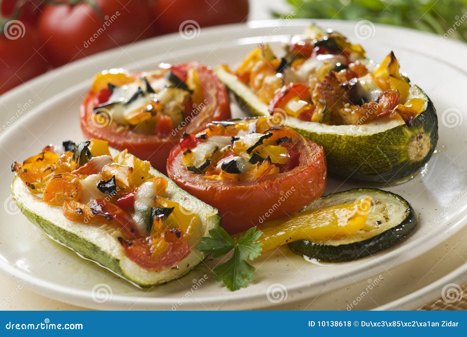 Stuffed vegetables stock photo. Image of mozzarella, plate - 10138618
