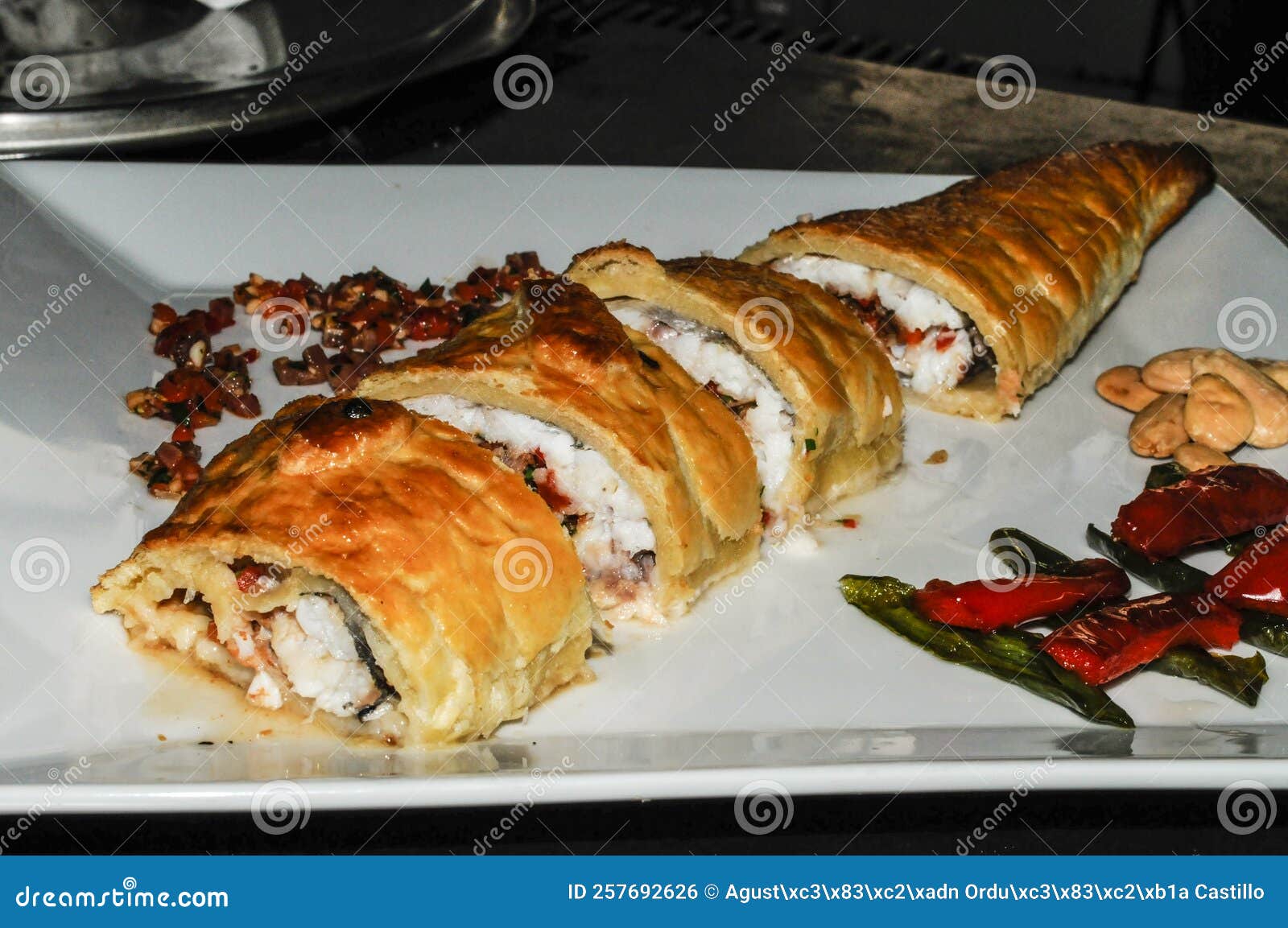 Stuffed Whiting Wrapped in a Decorated Sheet of Puff Pastry Stock Photo ...