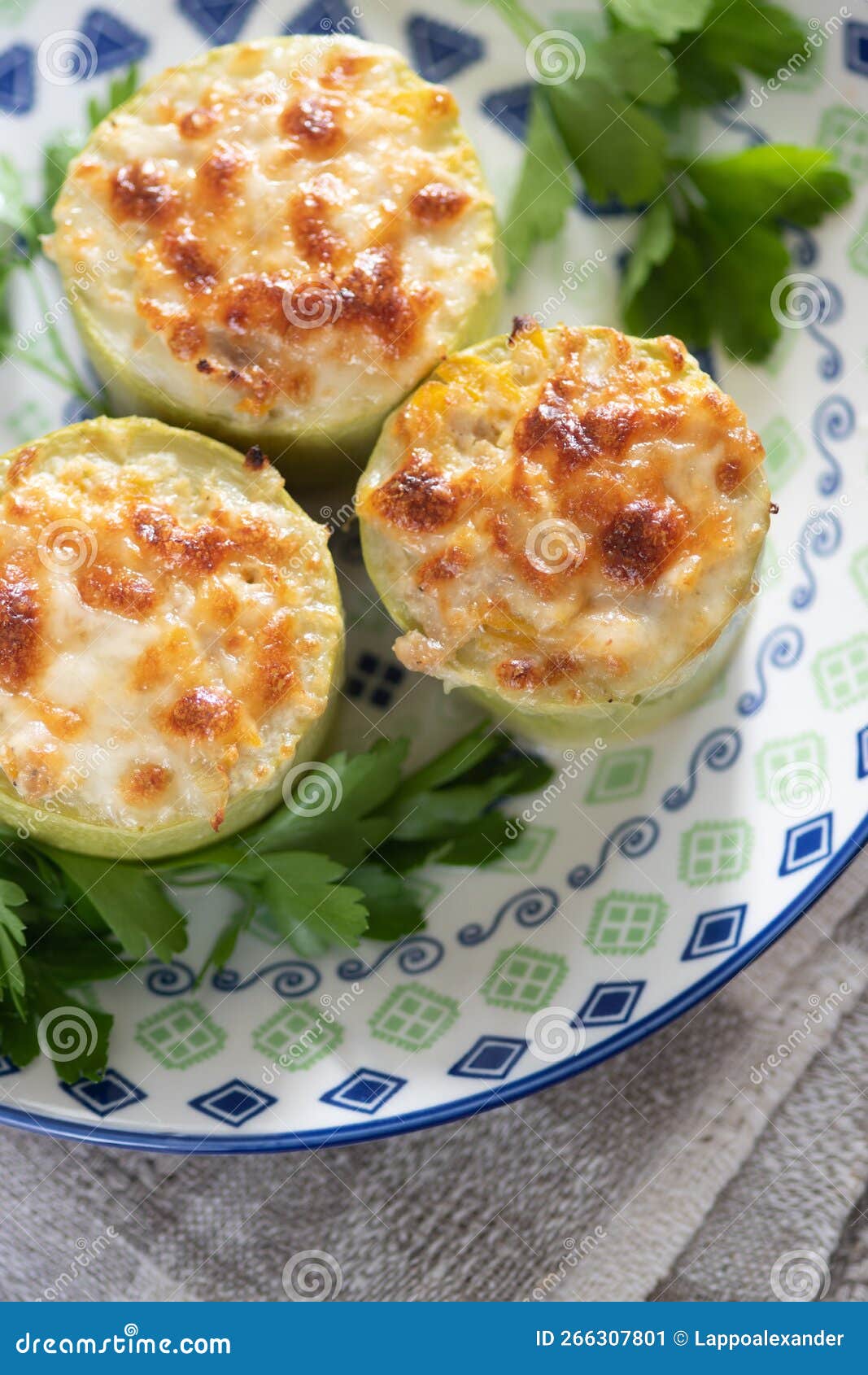 Stuffed Zucchini with Cheese Crust Stock Image - Image of baked, crust ...