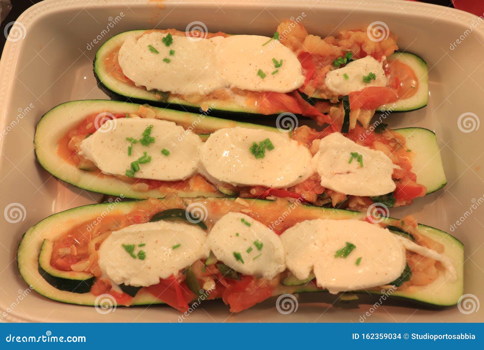 Stuffed Zucchini with Cheese Stock Photo - Image of vegetarian, food ...
