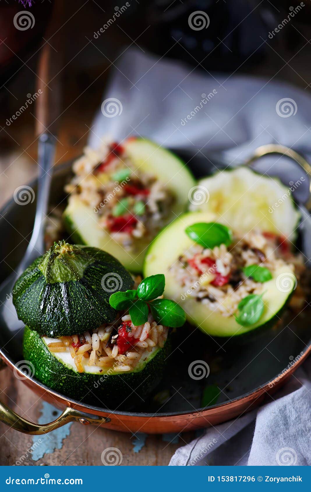 Stuffed Zuccini with Rice..selective Focus Stock Photo - Image of ...