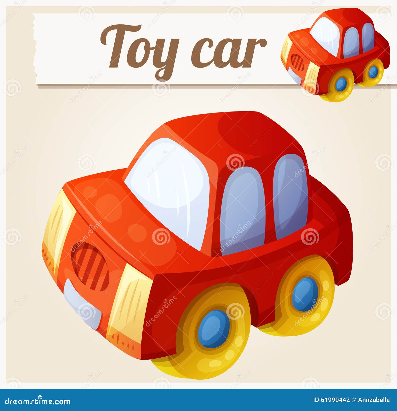 Stuk Speelgoed Rode Auto De Vectorillustratie Van Het Beeldverhaal ...