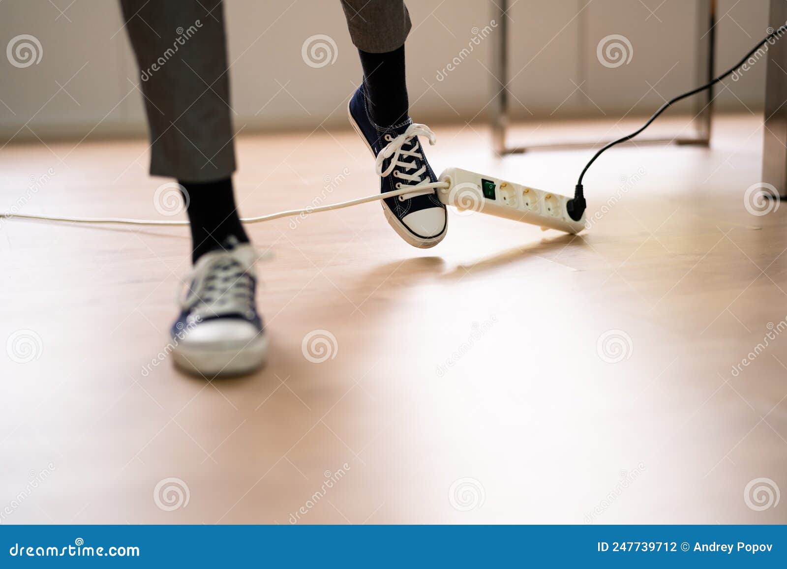 Stumble and Fall Over Wire stock photo. Image of employee - 247739712