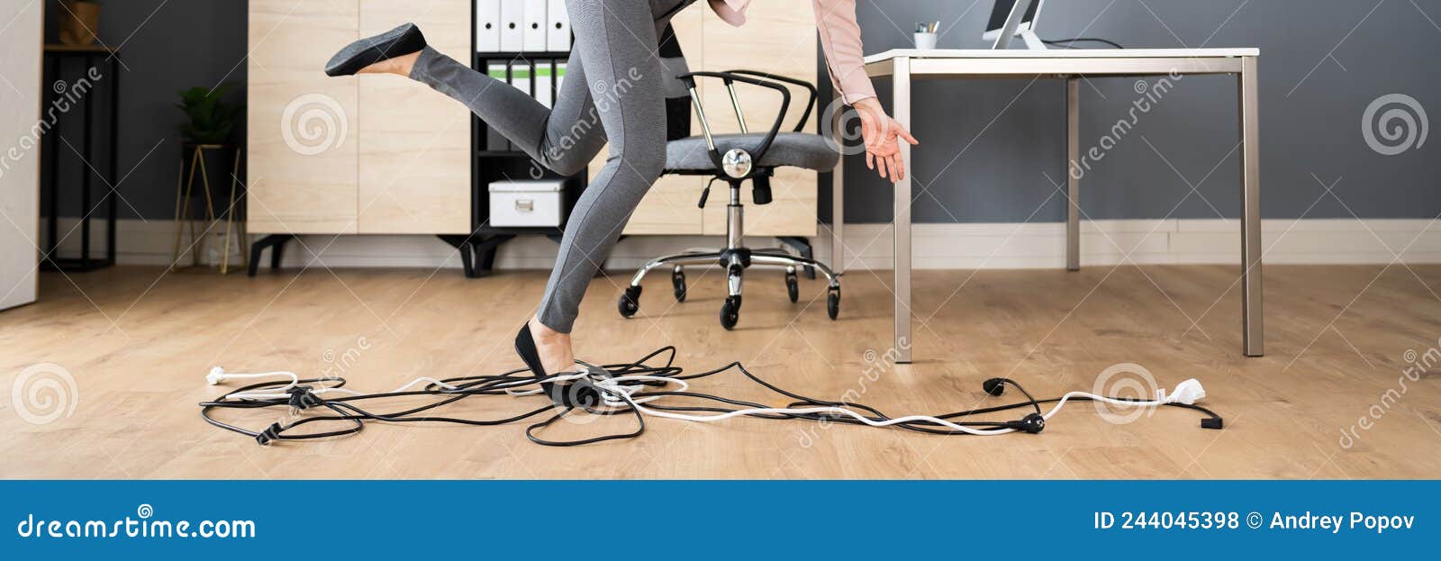 Stumble and Fall Over Wire stock photo. Image of injury - 244045398