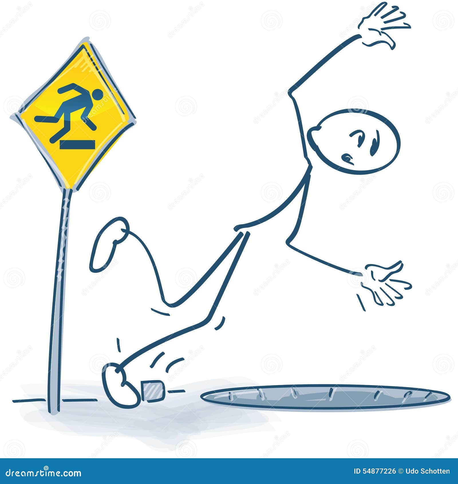 Stumbling Stick Figure Into A Hole Vector Illustration | CartoonDealer ...