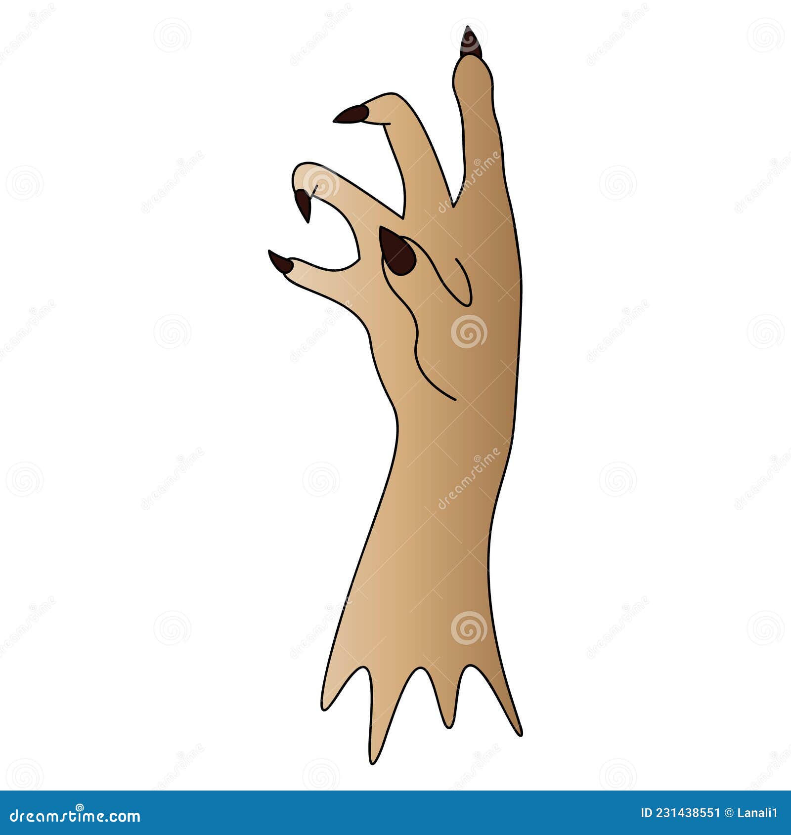 The Stump of a Dead Man`s Hand. Side View. Curved Fingers with Sharp ...