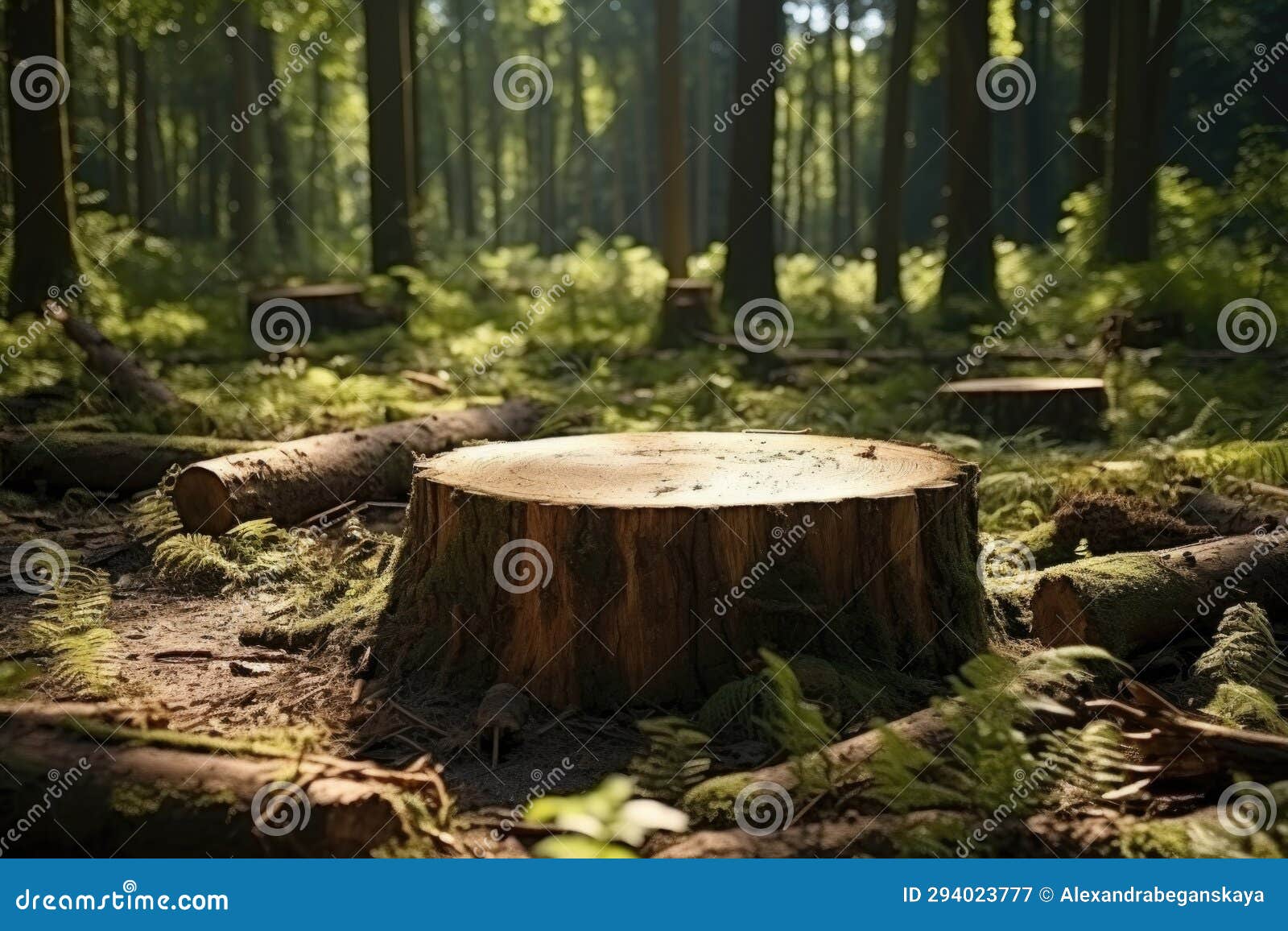 Stump in the Forest, the Concept of Deforestation Stock Illustration ...
