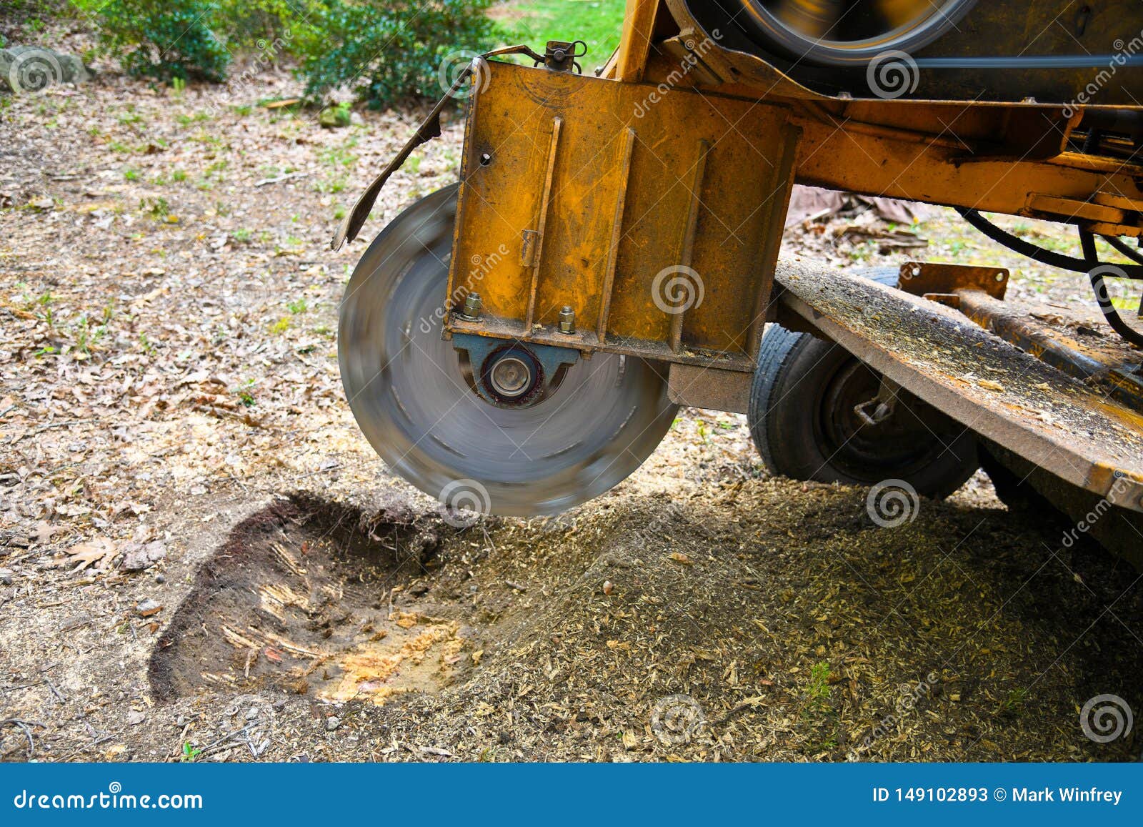 Stump Grinding Machine Clearing Stump Stock Image - Image of soil ...