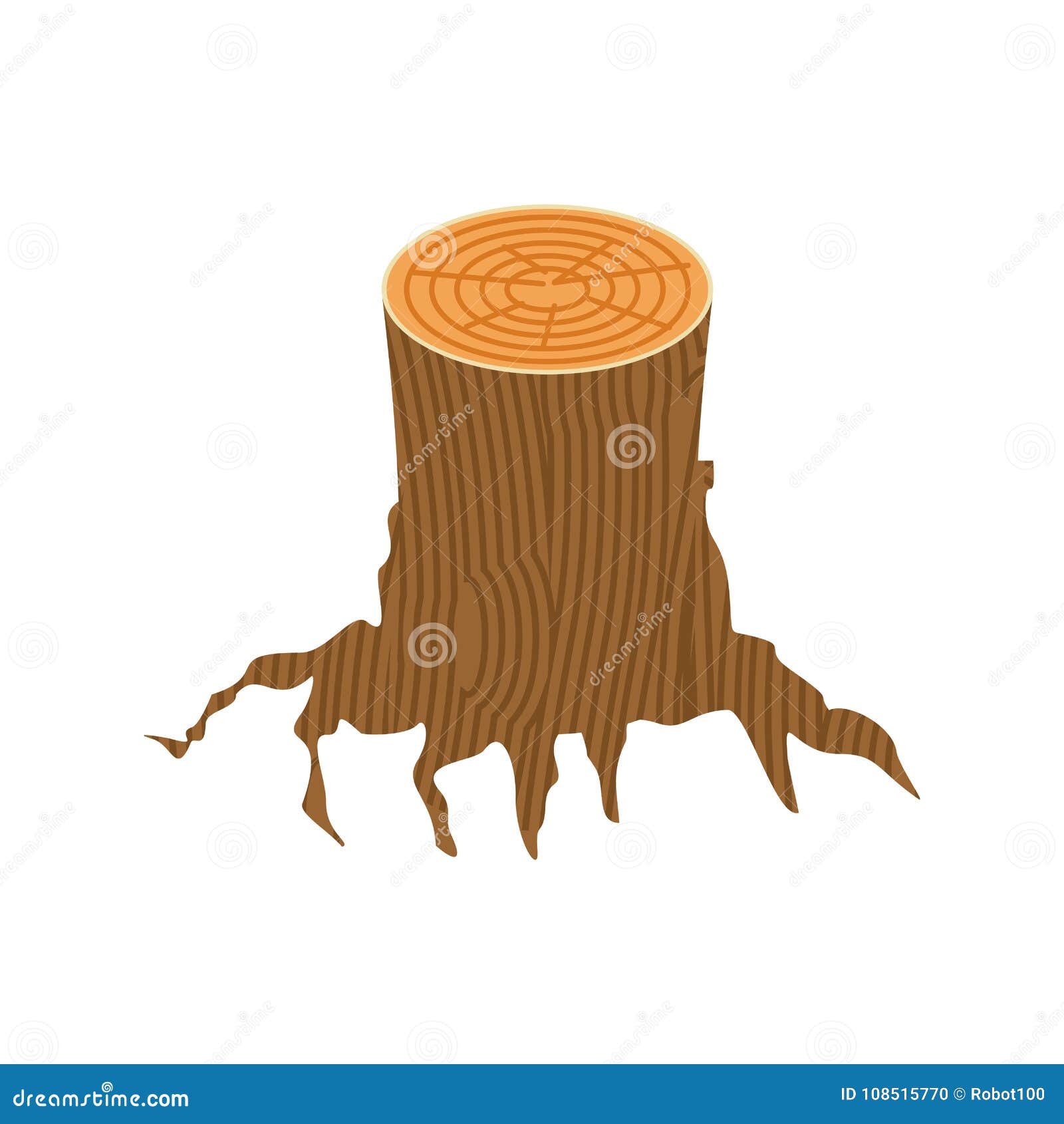 Stump Isolated. Dead Tree on White Background Stock Vector ...