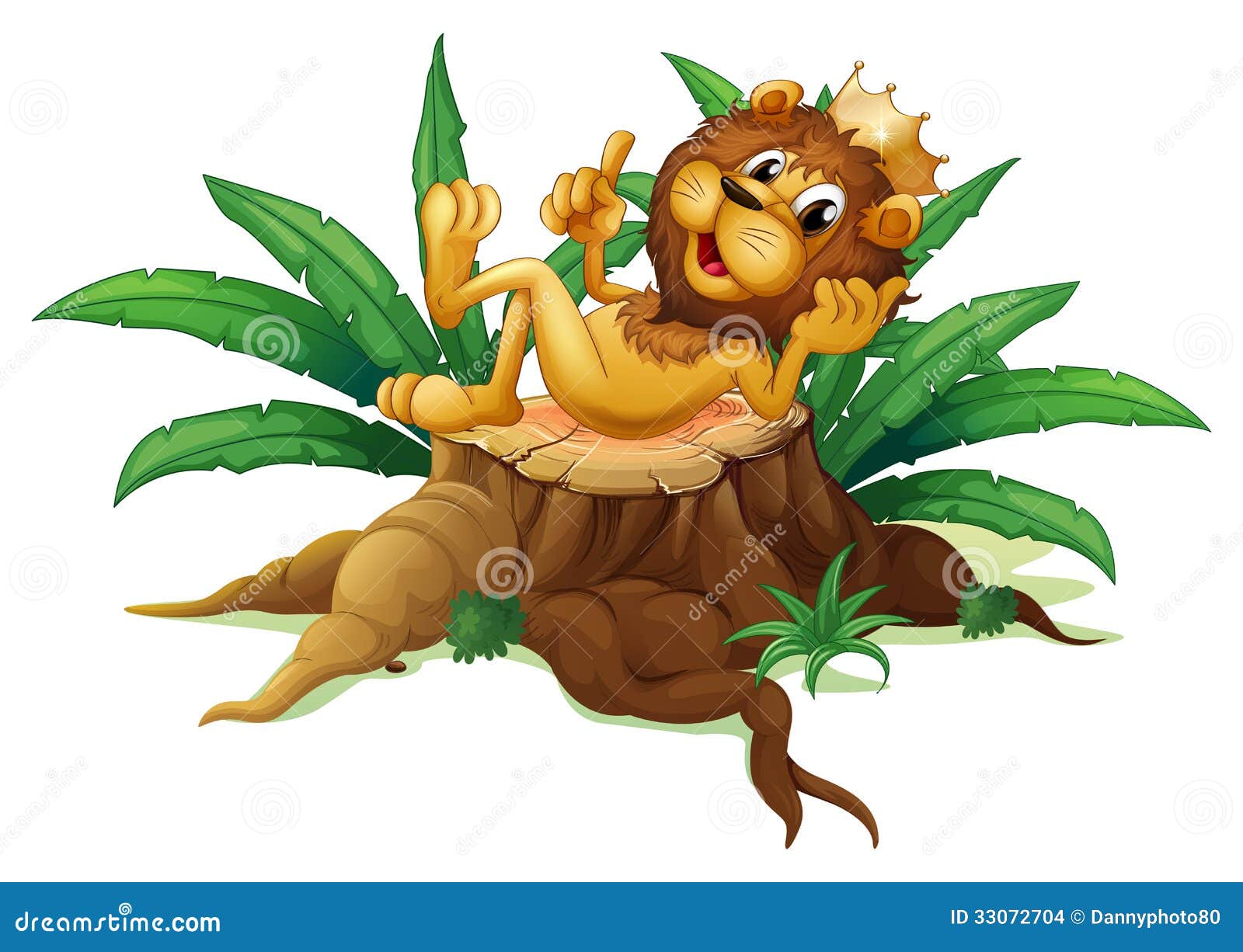 A Stump with the King of the Jungle Stock Vector - Illustration of ...
