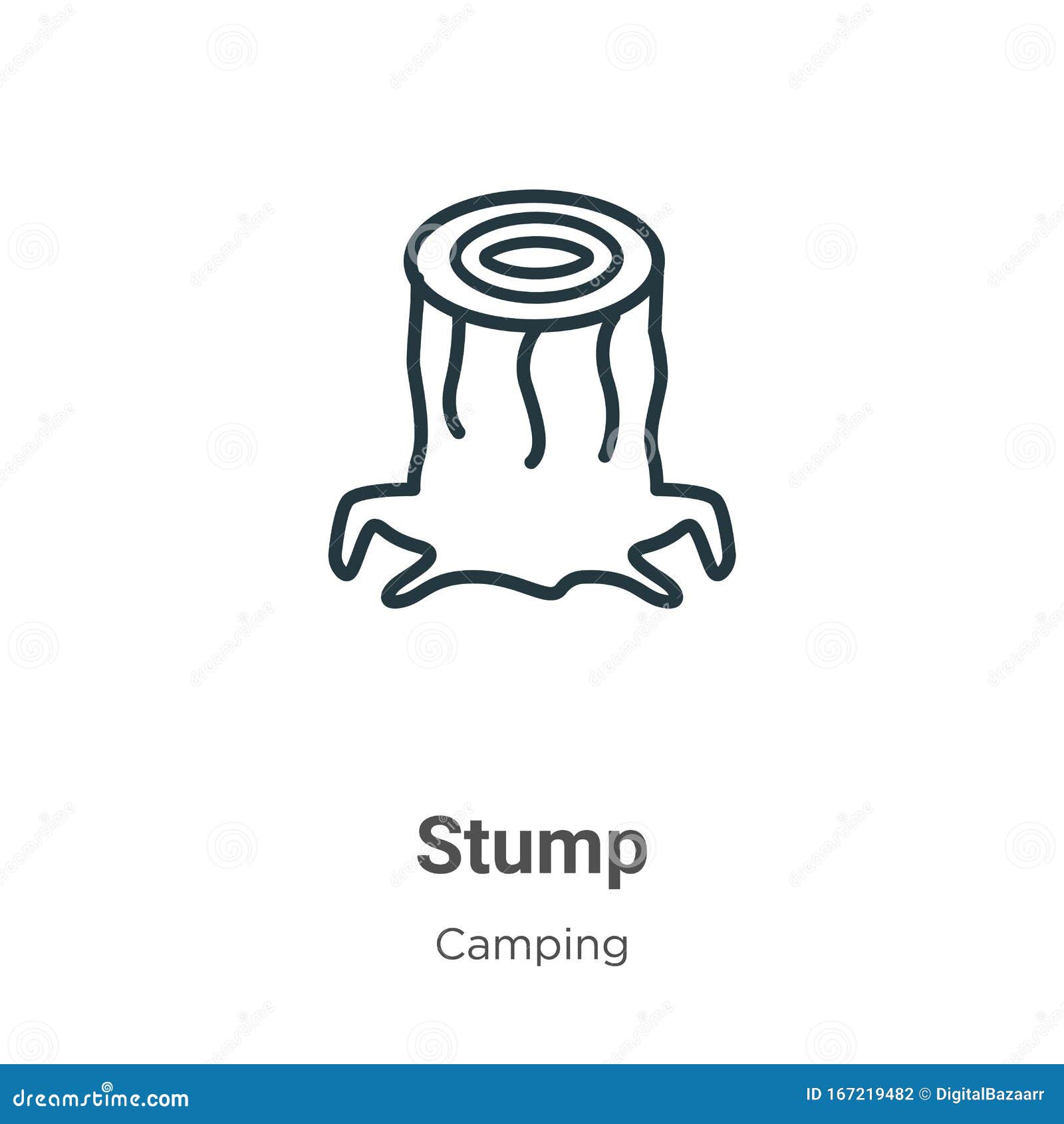 Stump Outline Vector Icon. Thin Line Black Stump Icon, Flat Vector ...