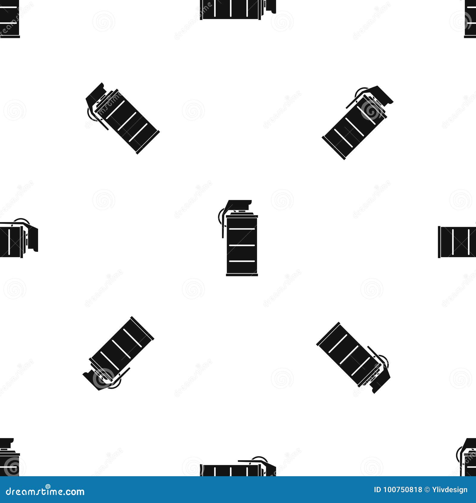 Stun Grenade Pattern Seamless Black Stock Vector - Illustration of ...