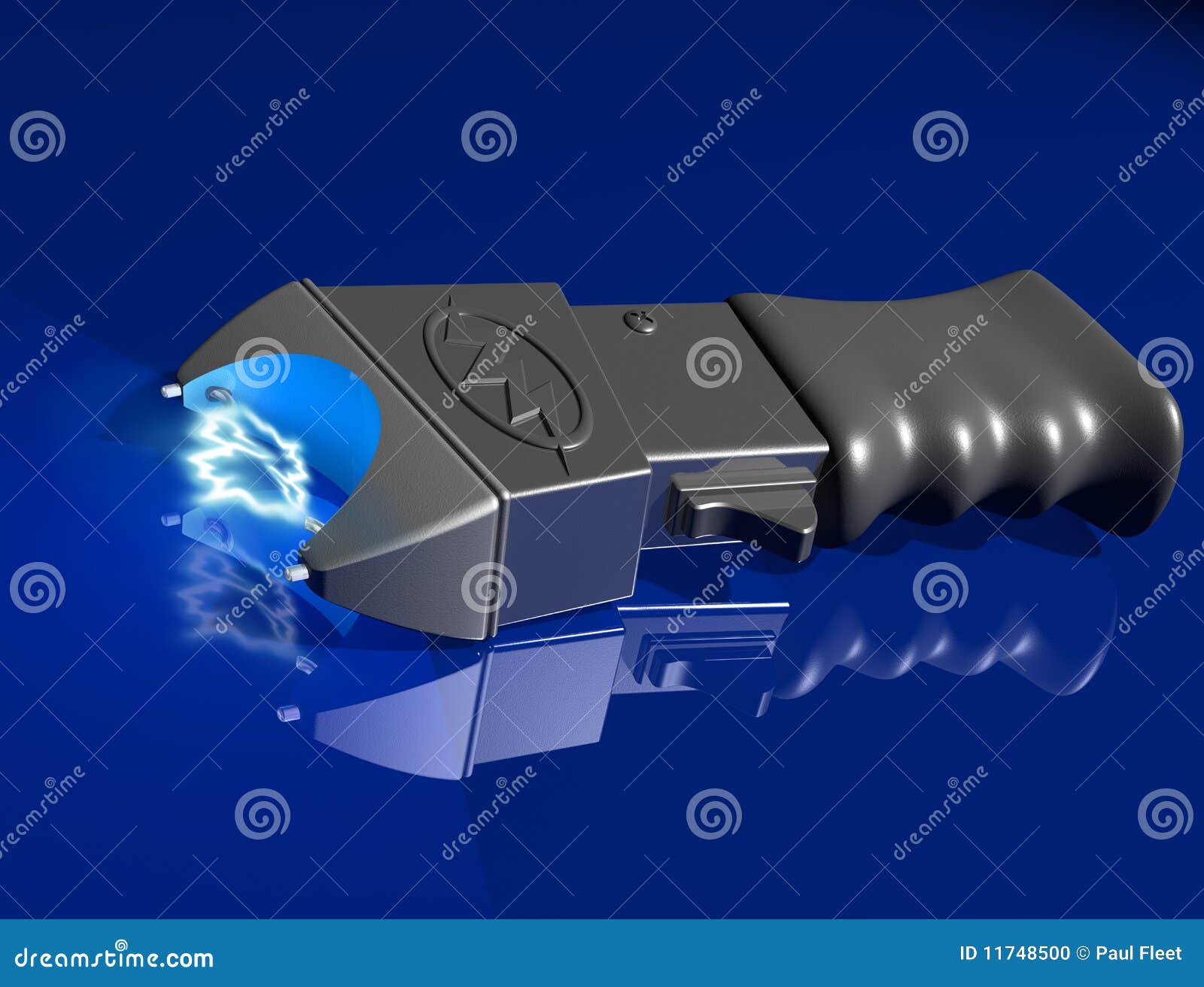 Stun gun on shiny surface stock illustration. Illustration of ...