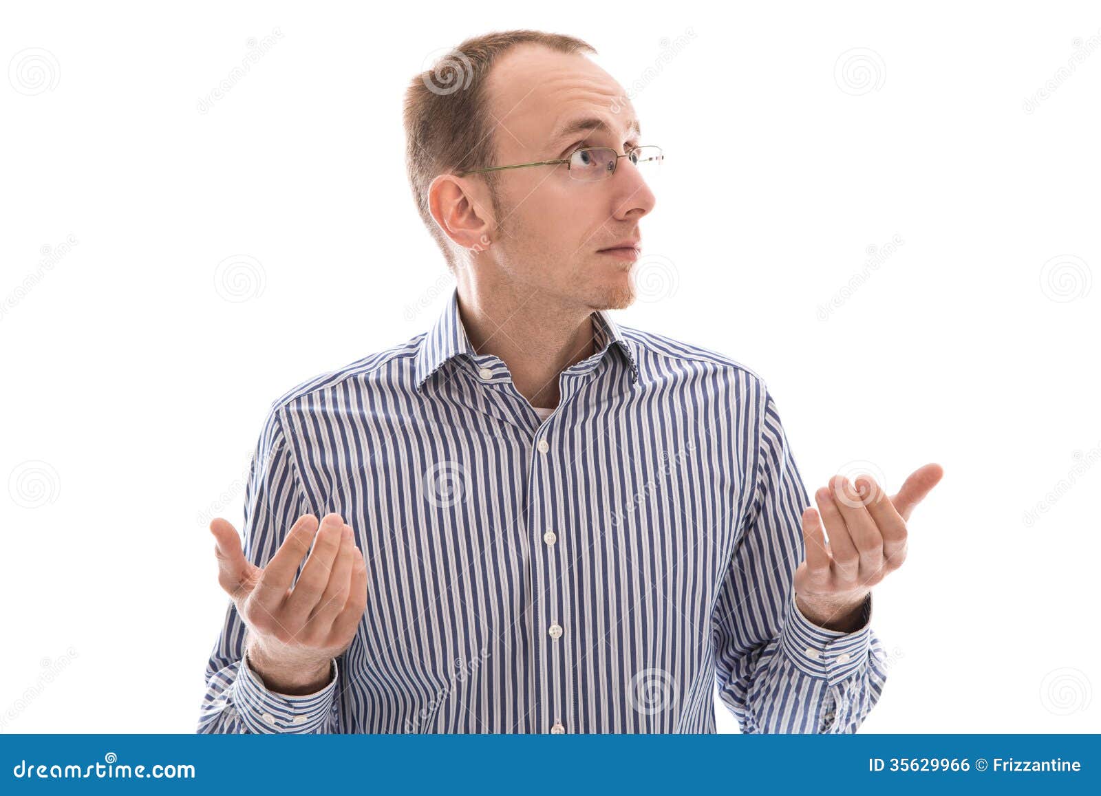 Stunned helpless man stock photo. Image of glasses, look - 35629966