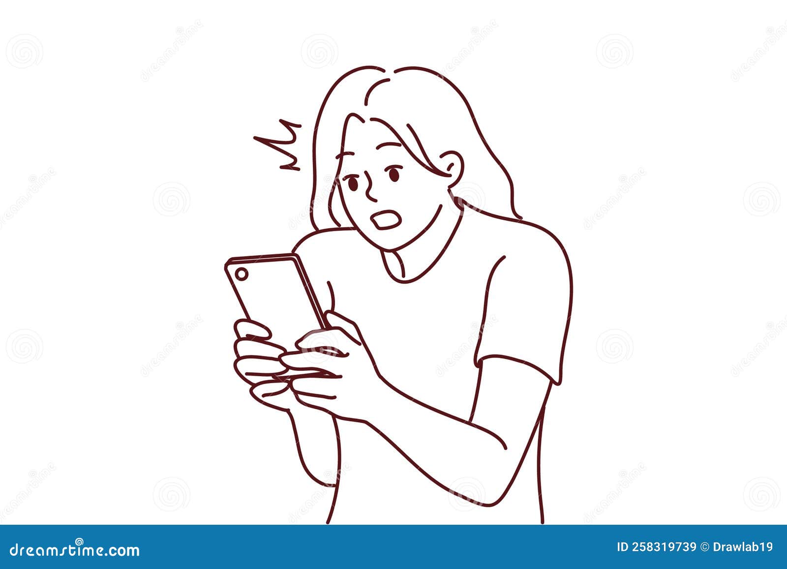 Stunned Woman Shocked With Unexpected News Vector Illustration