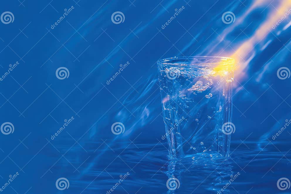 Blue Caustic Glass Water Abstract Background - 2022 Color Trend Stock ...