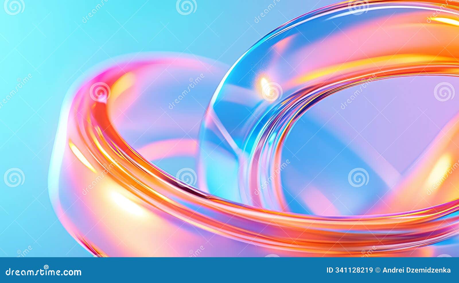 Stunning Abstract Blue Glass Wallpaper with Multicolored Curved Objects ...