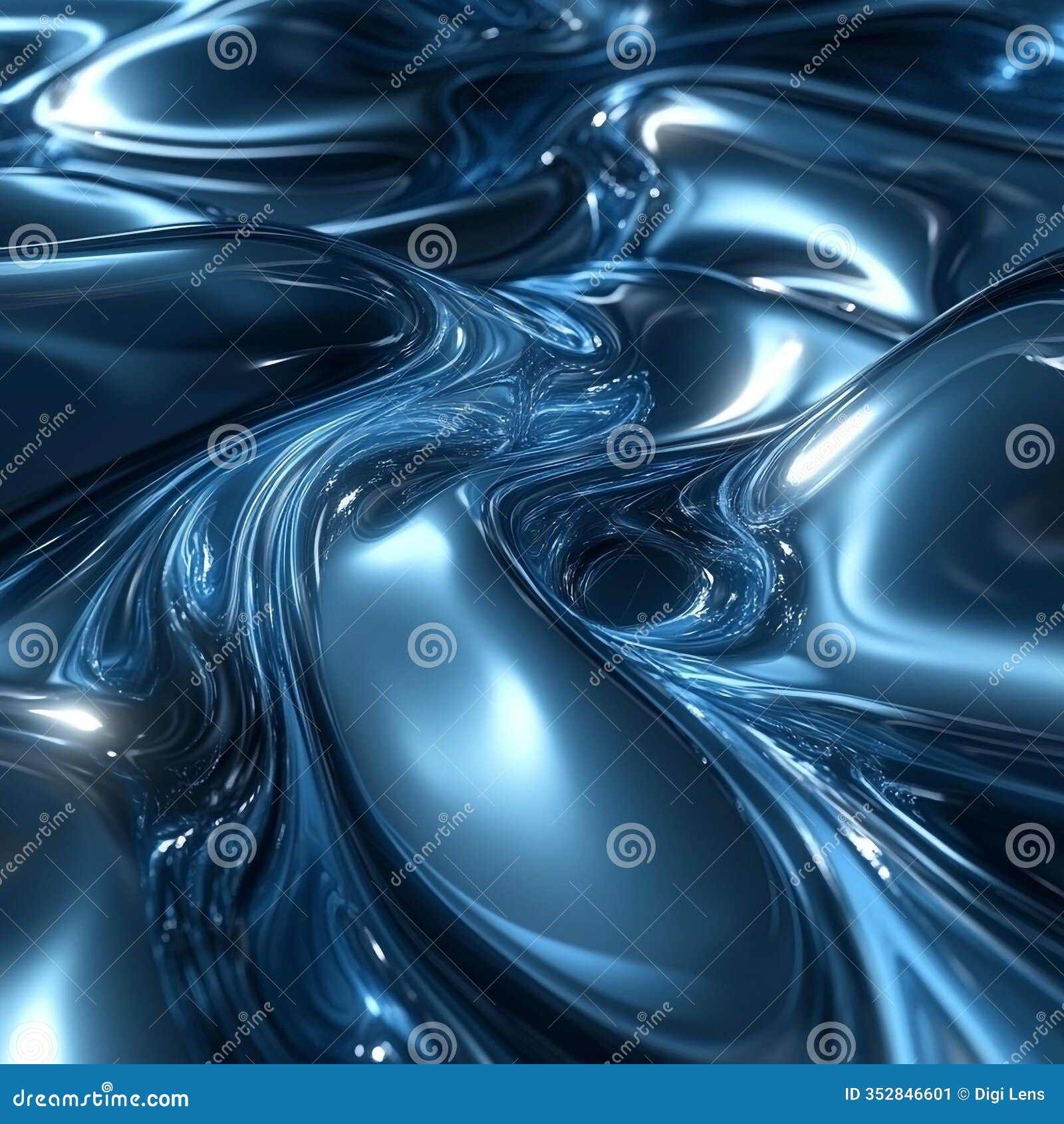 Abstract Blue Liquid Metal Swirl Background Texture Stock Illustration ...