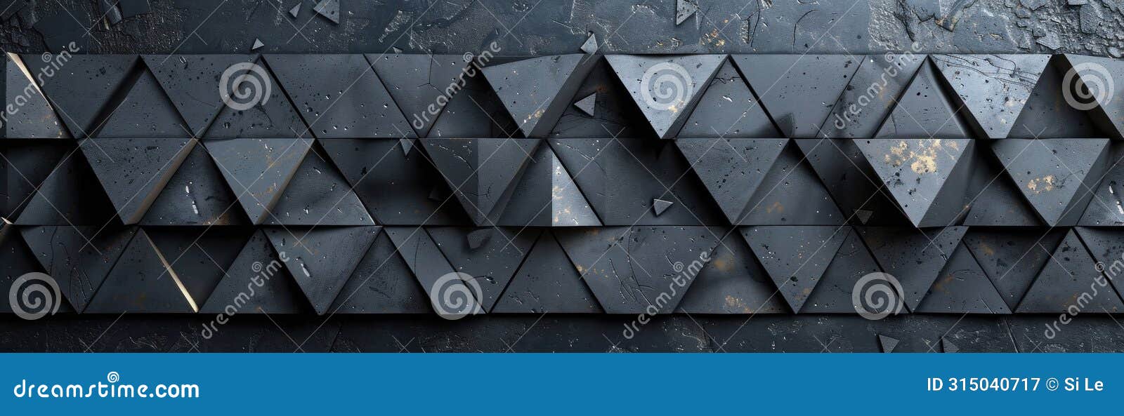 Geometric Fluted Triangles on Gray Concrete Mosaic - Abstract Dark ...