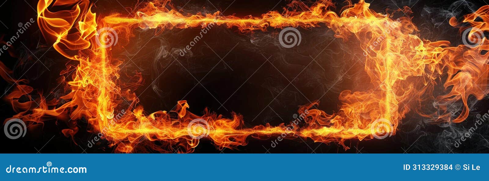 Flaming Geometric Border on Dark Background - Digital Artwork Stock ...