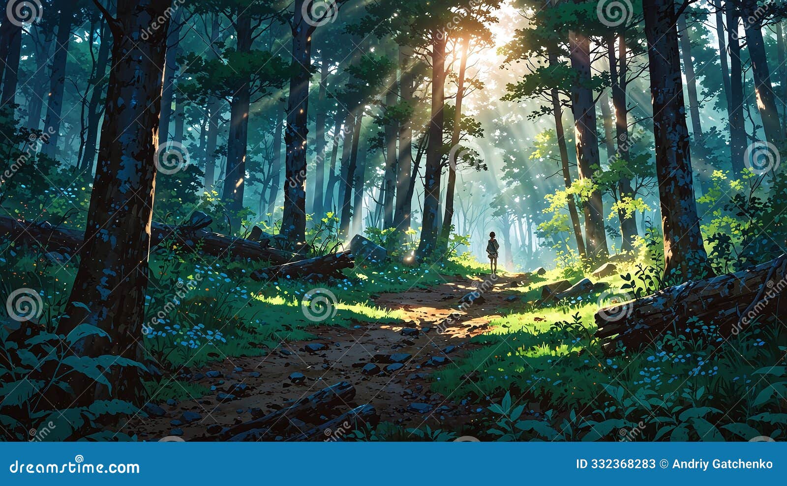 Stunning Anime Forest Scene with Sunlight Filtering through Trees and ...