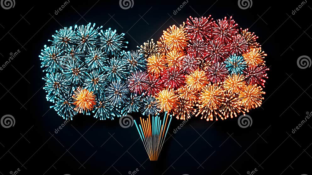 A Stunning Array of Colorful Fireworks Exploding in a Night Sky of ...
