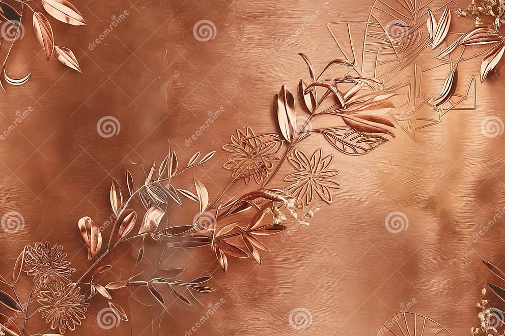 Stunning Array of Delicate Copper Elements with Floral Patterns Stock ...