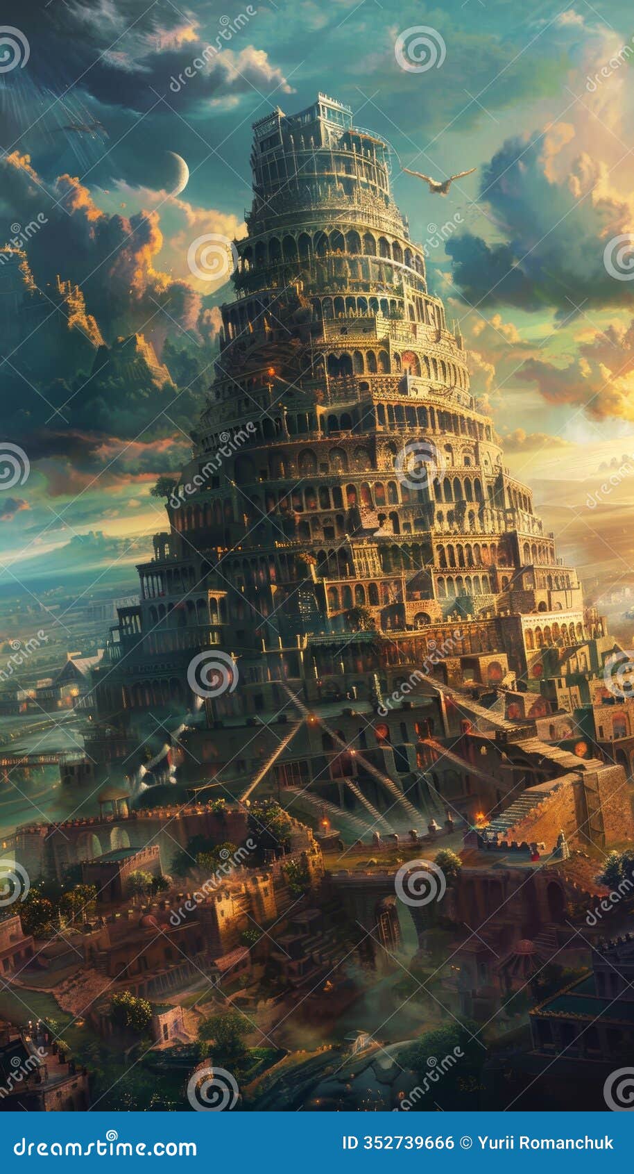 Tower Of Babel. Ancient City Babylon Vector Illustration ...