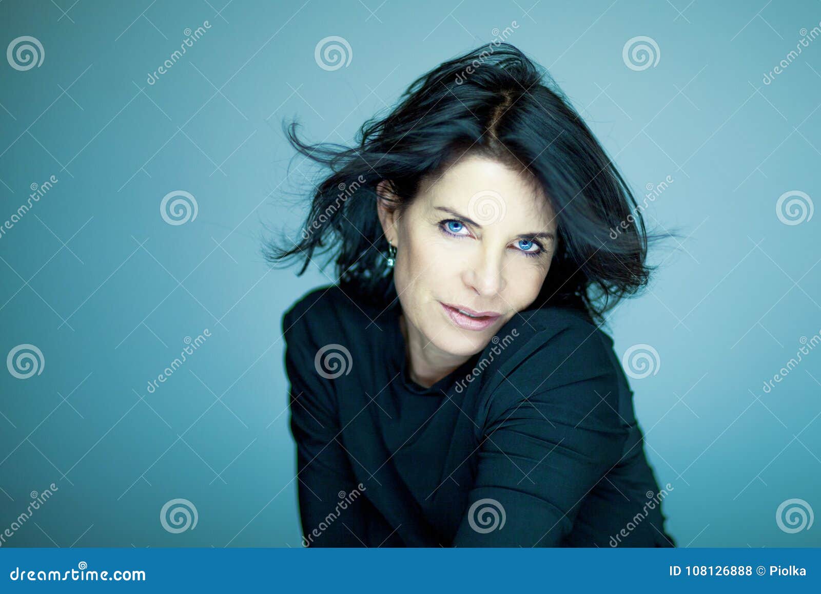 Stunning Beautiful and Self Confident Middle Aged Woman with Black Hair ... Stunning Beautiful and Self Confident Middle Aged Woman with Black Hair ...