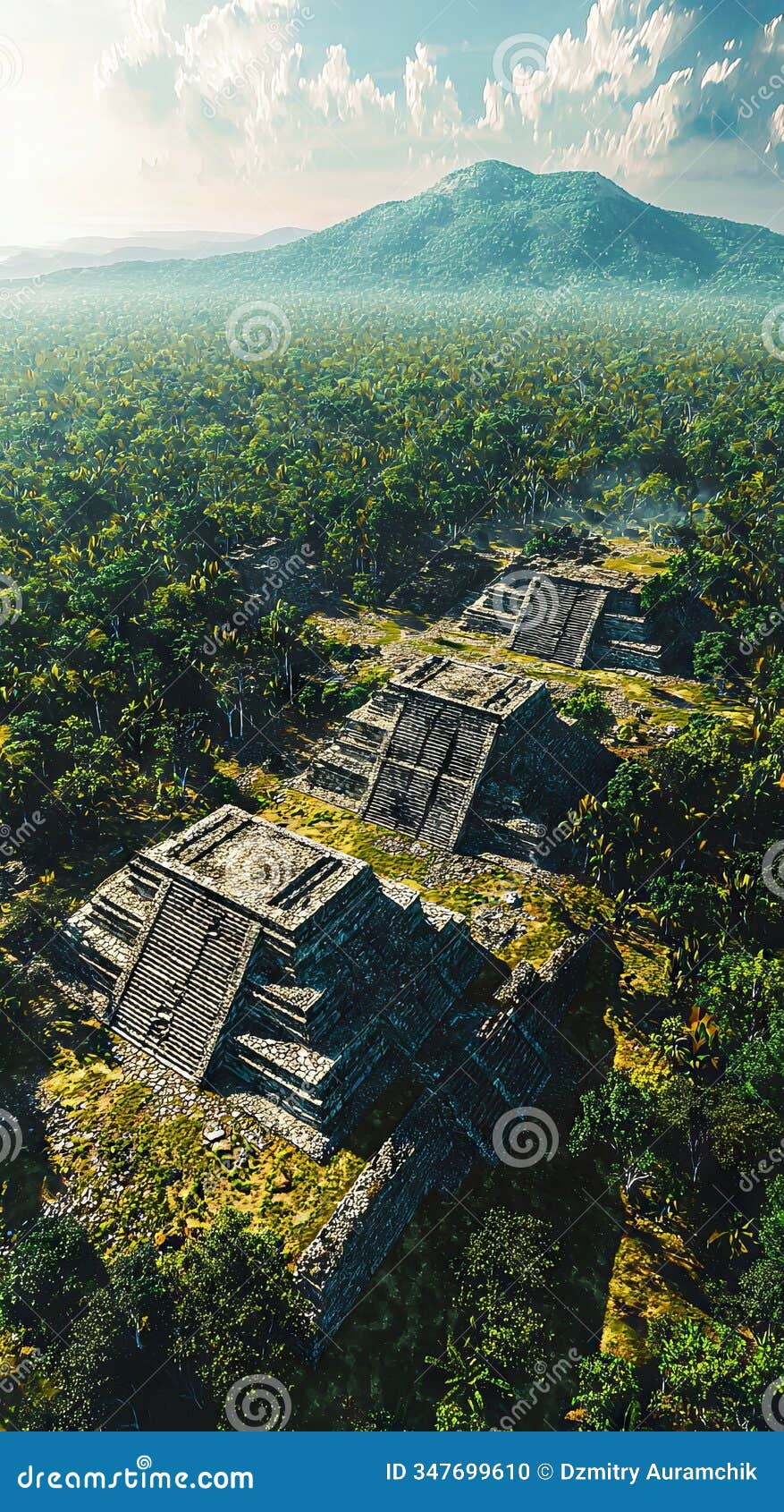 Stunning Bird S-Eye View of Ancient Mayan Pyramids Amidst a Forest ...