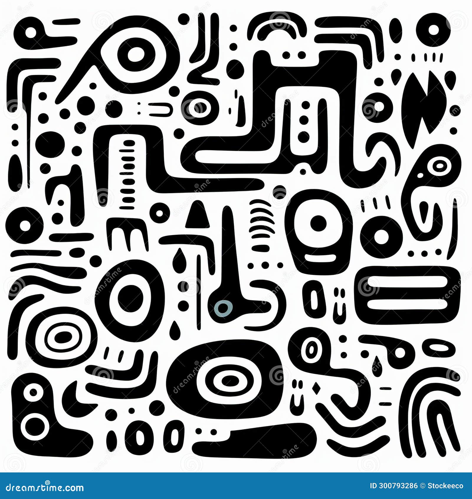 Abstract Moche Art: Bold Stencil Design With Robotic Motifs Royalty ...