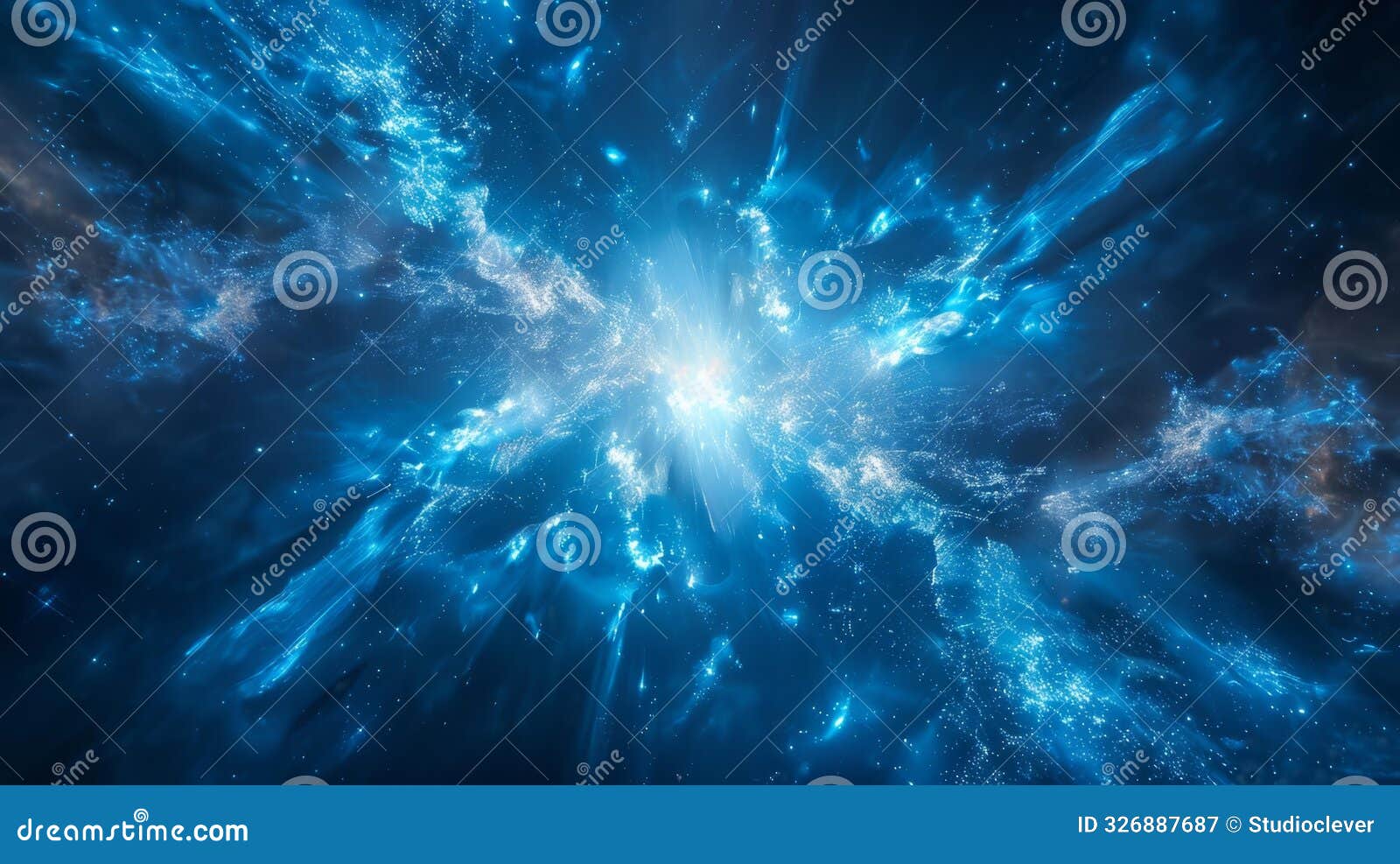 Stunning Blue Energy Burst in Space - Generative Ai Stock Illustration ...